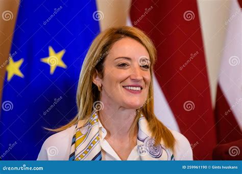 Roberta Metsola President Of European Parliament Editorial Image Image Of Riga Politics