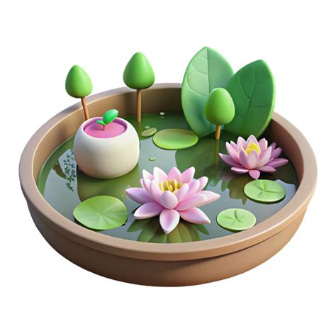 Stunning Artistic 3d Render Water Lily Pond Illustration Original 57144668 Png