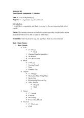 Toast Speech Outline Rhetoric103 ToastSpeechAssignment 3Minutes Title AToasttoMyBarangay