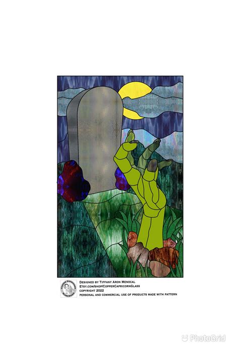 Zombie Hand Stained Glass Pattern Digital Download Etsy