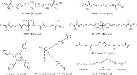 Structural Formula Of Base Monomers Formulas Provided By The