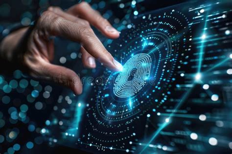 Digital Security Data Protection Cyber Defense Encrypted Access Fingerprint Scan Strong
