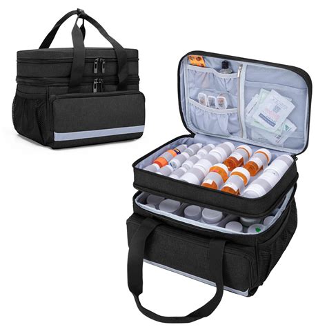Curmio Double Layers Pill Bottle Organizer Bag Empty