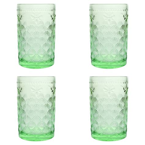 4pk Lvd Bee 12cm Glass Tumbler Drink Glassware Cup Soft Green