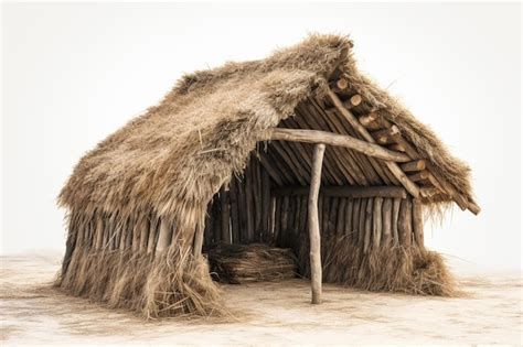 Premium Ai Image A Model Of A Hut With A Thatched Roof