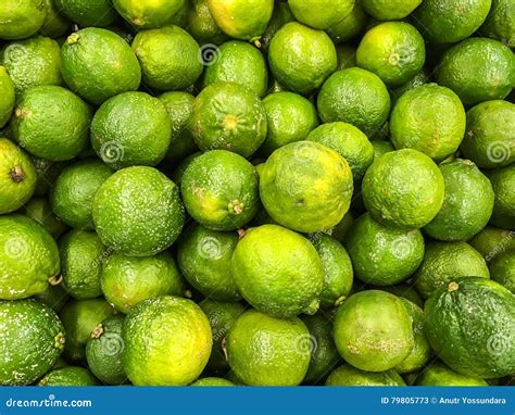 Lot of Yellow Lime on Sale in Market in Thailand. Stock Image - Image ...