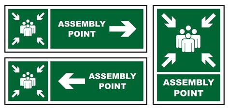 Premium Vector Emergency Evacuation Assembly Point Sign Bundle Safety Gathering Point