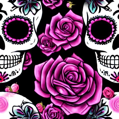 Feminine Sugar Skull Face With Roses Graphic Creative Fabrica