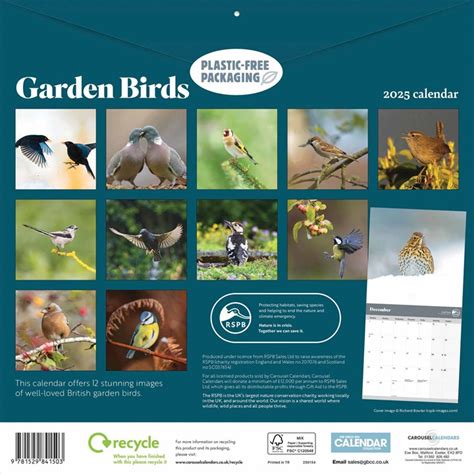 Garden Bird Calendar 2025 Regan Charissa
