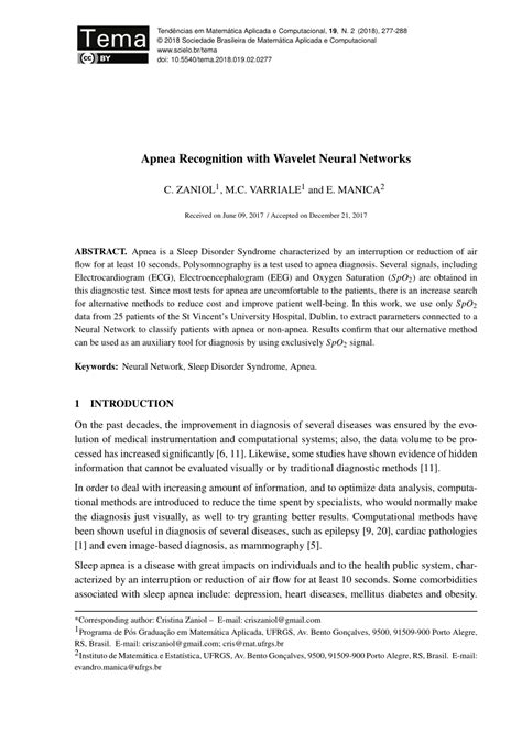 Pdf Apnea Recognition With Wavelet Neural Networks