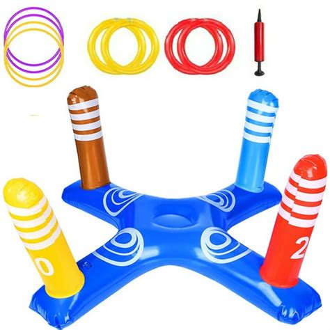Aijia Pool Toys Games Set Inflatable Ring Toss Toys With 4pcs Rings