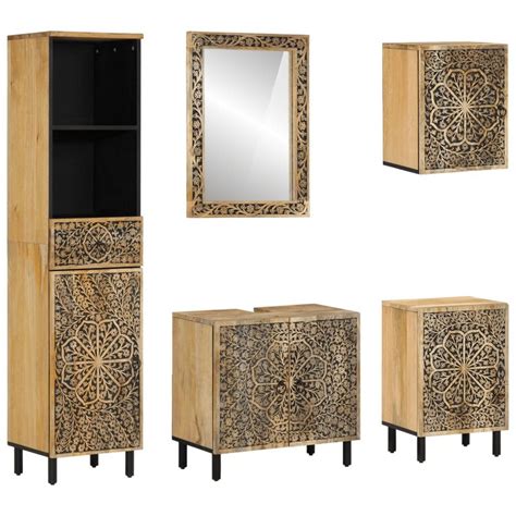 Vidaxl Badezimmer Set 5 Tlg Badmöbel Set Massivholz Mango
