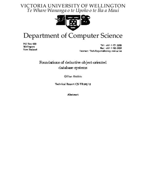 Pdf Foundations Of Deductive Object Oriented Database Systems