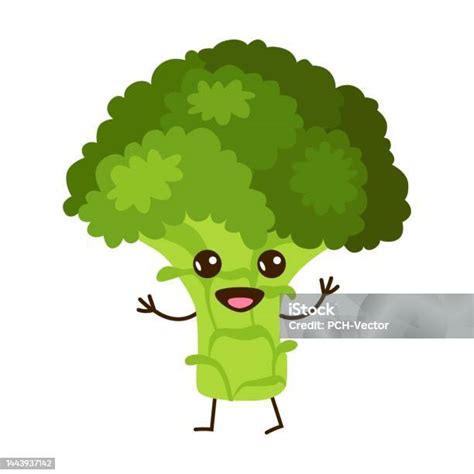 곱슬 브로콜리 귀여운 얼굴 만화 삽화를 가진 야채 캐릭터 건강 식품 정원 흰색 배경에 격리된 채소 감정에 대한 스톡 벡터 아트 및 기타 이미지 Istock