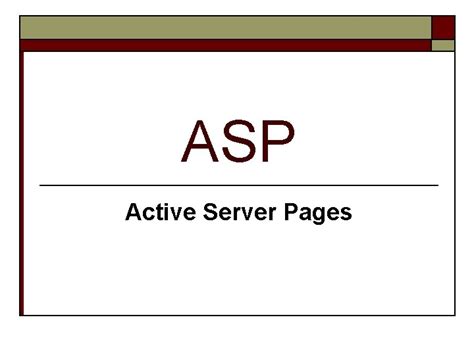 Asp Active Server Pages Introduccin A La Programacin