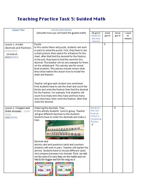 teaching practice task 5 pdf decimal fraction mathematics