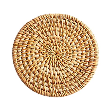 Handmade Rattan Insulation Mat Table Mat Anti Scald Round Bowl Mat Dish