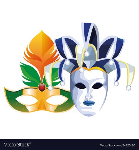 Mask With Feathers Royalty Free Vector Image Vectorstock