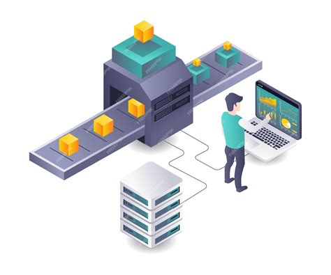 Premium Vector Workers Processing Server Technology Data Analysis