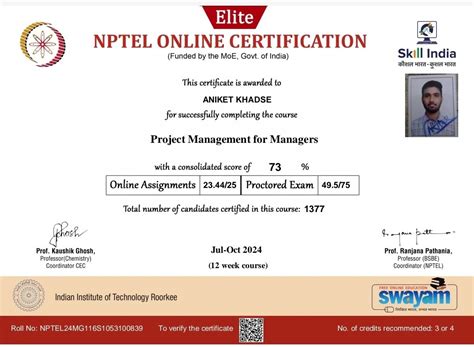 Projectmanagement Nptel Continuouslearning Aniket Khadse