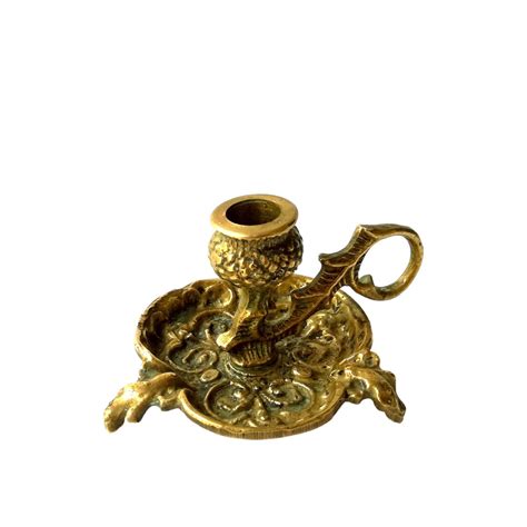 Vintage Brass Candlestick Holder Thistle Art Nouveau Finger
