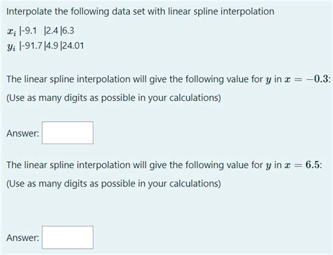 Solved Interpolate The Following Data Set With Linear Spline