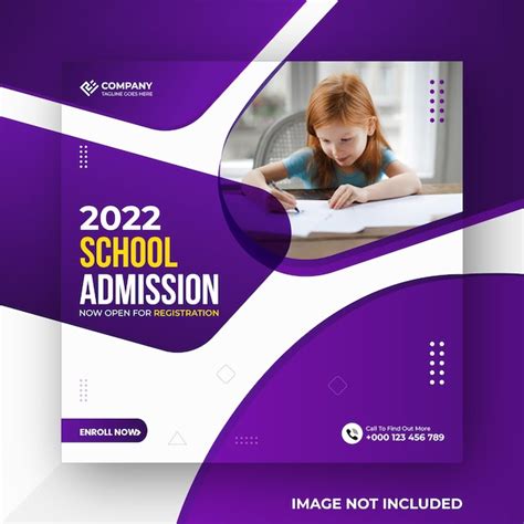 학교 입학 소셜 미디어 게시물 디자인 템플릿 광장 소셜 미디어 Instagram 게시물 템플릿 Desi 프리미엄 벡터