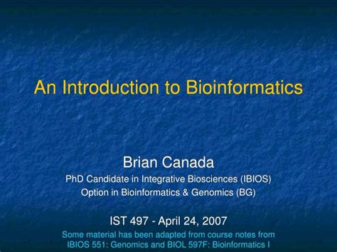 Ppt An Introduction To Bioinformatics Powerpoint Presentation Free