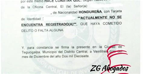ZG ABOGADOS Cómo puedo limpiar mis antecedentes policiales en Honduras