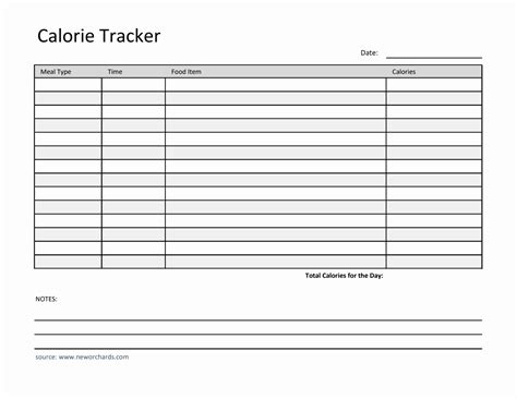 Free Excel Daily Calorie Tracker Templates