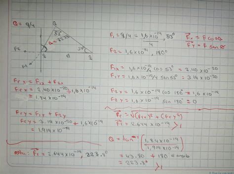 En la figura se observa tres cargas en los vértices de un triángulo