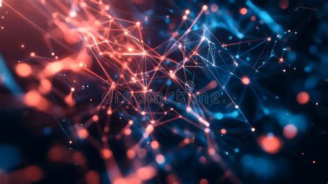 Abstract Network Visualization Glowing Blue And Orange Nodes And Lines Stock Illustration