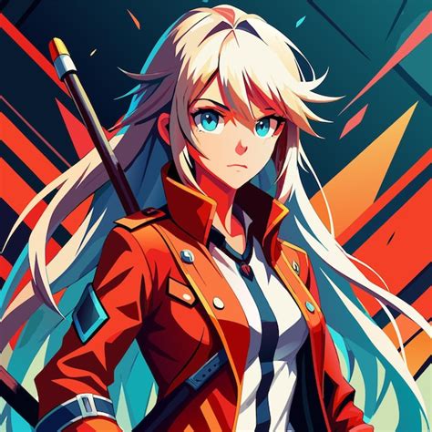 Una Caricatura De Una Chica De Anime Con Cabello Largo Y Una Chaqueta
