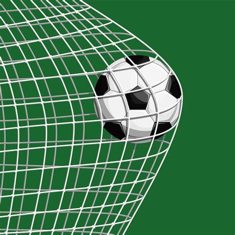 Premium Vector Football Soccer Ball Scoring Goal In Net Goalposts On