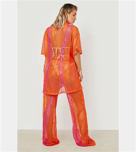 Buy Boohoo Colour Block Knit Shirt And Trouser Beach Co Ord Set In