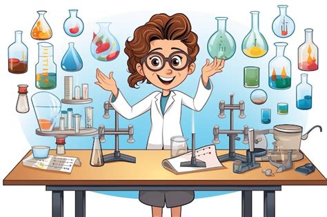 Premium Vector Girl Conducting An Experiment In Lab