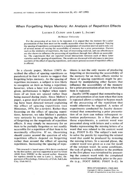 when forgetting helps memory pdf recall memory memory