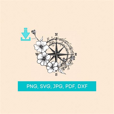 Floral Compass Svg Compass Rose Svg Cut Files For Cricut Etsy