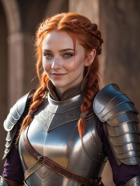 Premium Ai Image A Girl Stands In Battle Armor