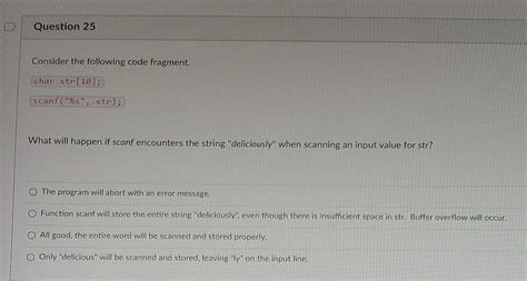 Solved D Question 25 Consider The Following Code Fragment