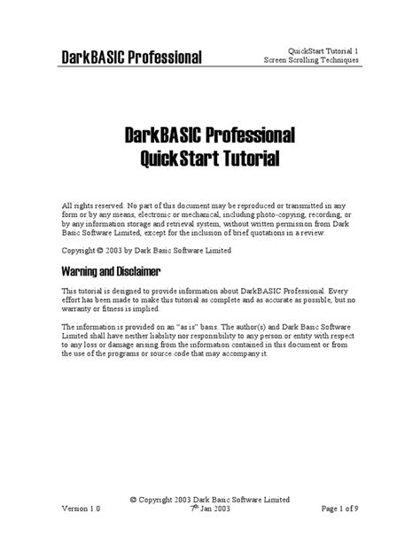 Dark Basic Tutorial Pdf Texture Mapping Computer File