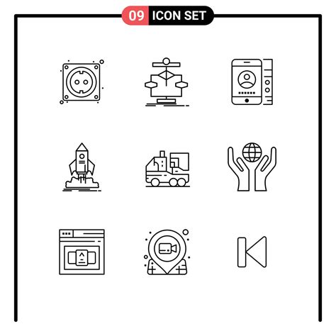 9 User Interface Outline Pack Of Modern Signs And Symbols Of Mission