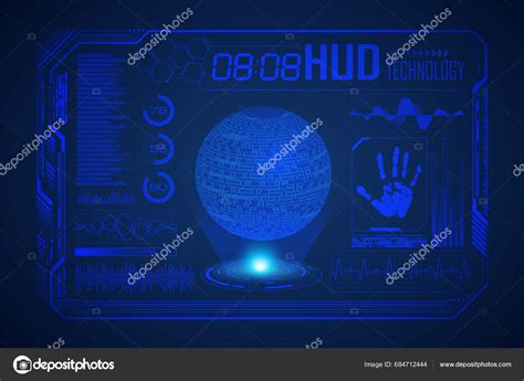 Futuristic Technology Interface Hud Elements Vector Illustration Stock