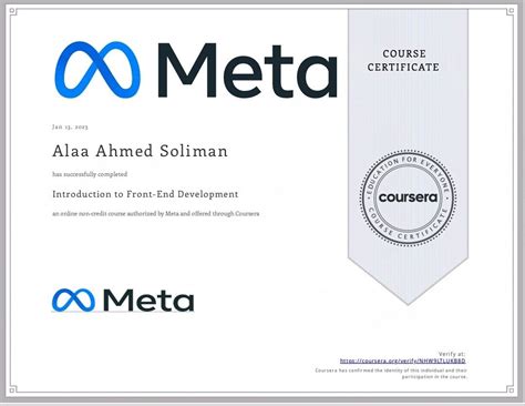 alaa el omda on linkedin coursera meta frontenddevelopment iti 10 comments