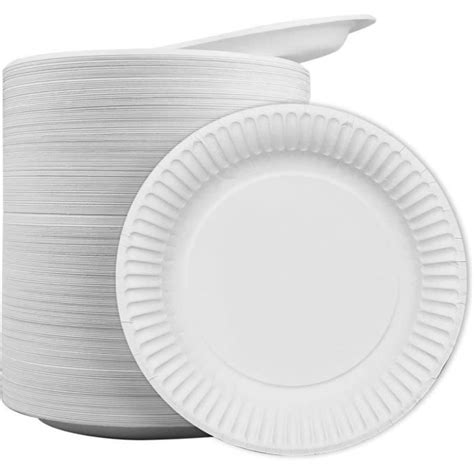 Lot De 100 Assiettes Rondes Blanches En Papier Jetables De 23 Cm Parfaites Pour Pique Nique
