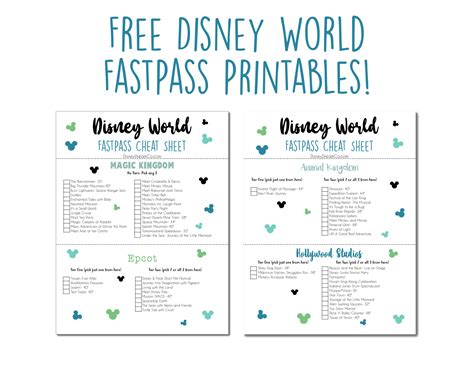 Disney World Fastpass Tips Free Printable Sheet Disney Dream Co