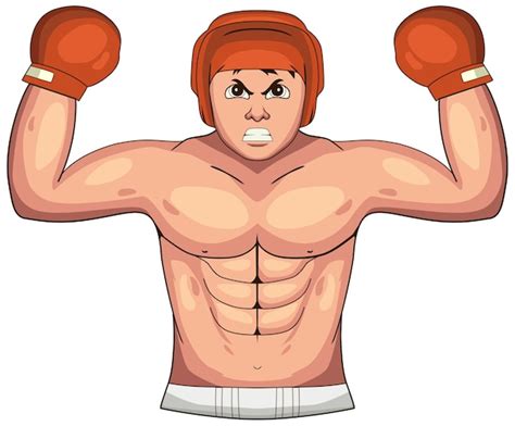 Illustration De Dessin Animé Boxe Avec Des Gants Vecteur Premium