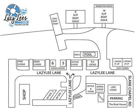 Resort Layout Table Rock Lake Lazy Lees Cabin Resort