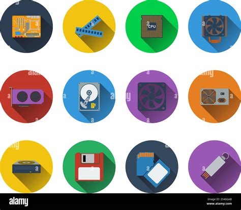 Set Of Computer Hardware Icons In Flat Design Stock Vector Image And Art Alamy