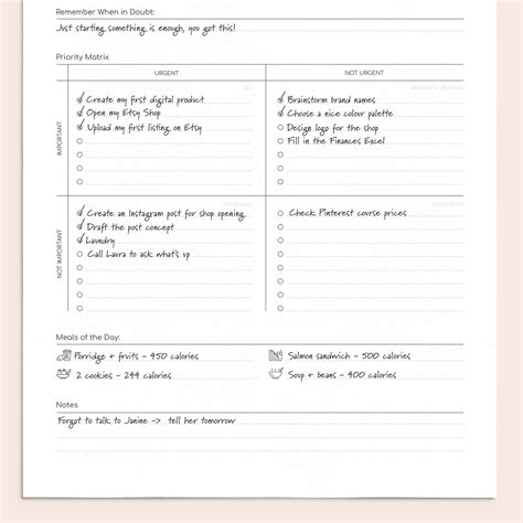 Undated Minimal Priority Matrix Daily Planner Tasks Triage Planner Printable Eisenhower Matrix